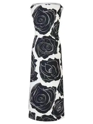 Marni Rose-print Midi Dress - White