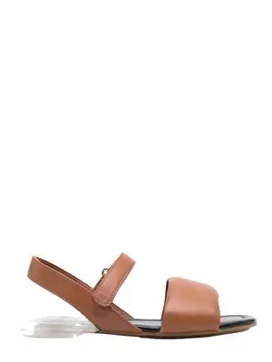 Hogan Leather Flat Sandals - Brown