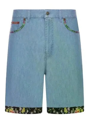 Valentino Garavani Floral-trim Bermuda Shorts - Blue