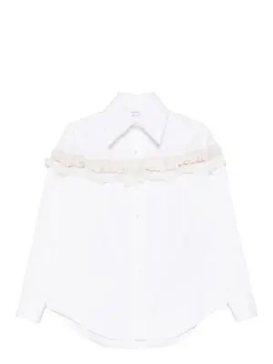 Alexander McQueen Slashed Creponne-detail Shirt - White