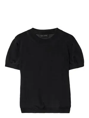 HIGH SPORT Eden Pointelle-knitted T-shirt - Black
