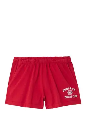 SPORTY & RICH Varsity Printed Cotton-jersey Shorts - Red