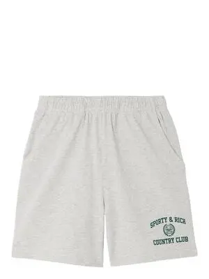 SPORTY & RICH Varsity Crest Cotton-blend Jersey Shorts - Gray