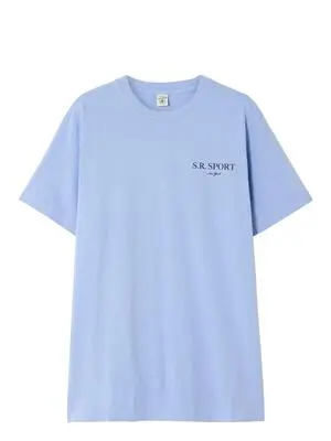 SPORTY & RICH Wimbledon Cotton-jersey T-shirt - Blue