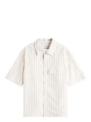 Maison Kitsuné Short Sleeve Handwriting Overshirt - Cork Stripe