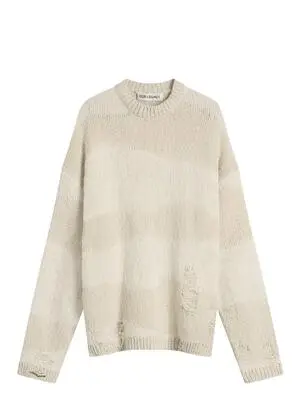 Our Legacy Popover Roundneck Destructive Wave Knit - White Destructive Wave