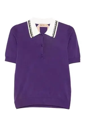 N°21 Crystal-embellished Polo Top - Purple