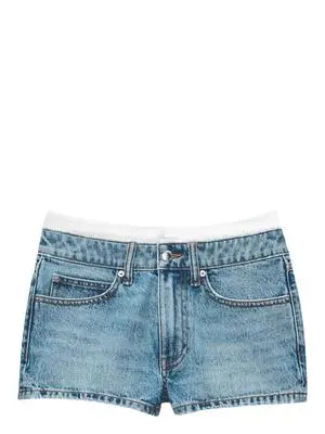 Alexander Wang Pointelle Undie High Rise Mini Shorts - Vintage Light Indigo