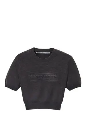 Alexander Wang Embossed Logo Ribbed Short Sleeve Tee - Grey