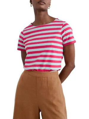SEASALT CORNWALL Sailor Stripe Organic Cotton T-shirt Scallion Raspberry