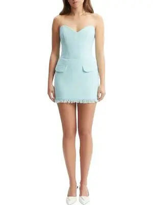 Bardot Mariska Strapless Tweed Top - Aqua