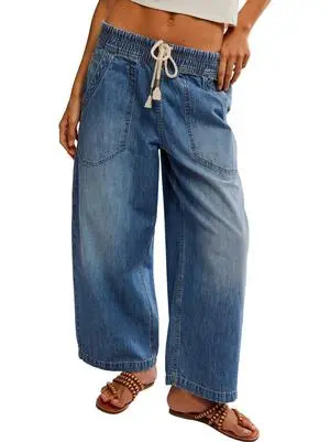 Free People Mid-rise Wide Leg Denim Pants - No Problem