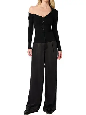 WeWoreWhat Silky Trouser Pant - Black