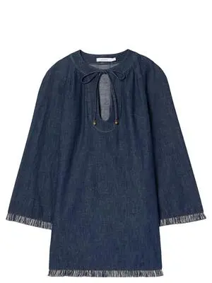 Zimmermann Rhiannon Frayed Denim Mini Dress - Blue