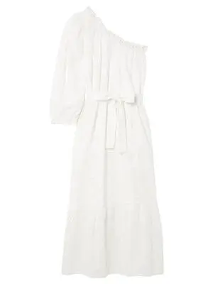 Melissa Odabash Autumn One-shoulder Cotton Midi Dress - White