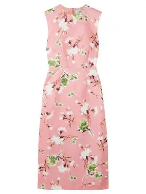 Erdem Floral-print Cotton-blend Faille Midi Dress - Pink