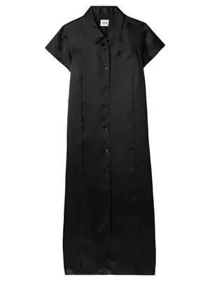 Khaite Effy Silk And Cotton-blend Organza Midi Shirt Dress - Black