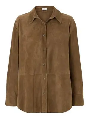 Brunello Cucinelli Bead-embellished Suede Shirt - Brown