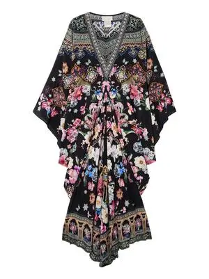 Camilla Midnight In Monserrate Embellished Silk Kaftan - Black