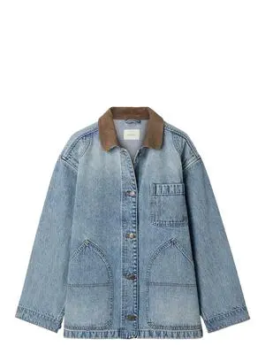 DÔEN Pascual Corduroy-trimmed Denim Jacket - Blue