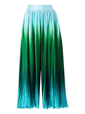 DIMA AYAD Ombré Plissé-taffeta Wide-leg Pants - Green