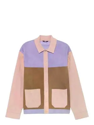 Gcds Colour Block Suede Shirt Jacket - Purple