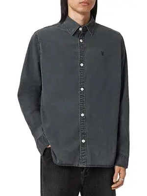 ALLSAINTS Bodhi Relaxed Fit Button Front Shirt - Blainn Black