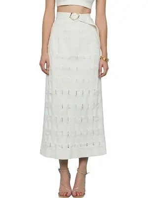 AMUR Jay Textured Twill Midi Skirt - Sea Salt