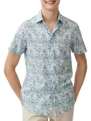Rodd & Gunn Gale Street Palm Print Button Shirt - Sky