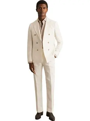 REISS Park Slim-fit Linen Herringbone Suit Trousers - White