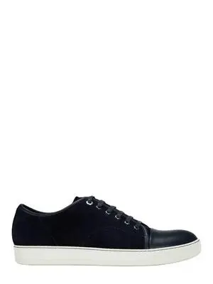 LANVIN Dbb1 Leather And Suede Sneakers - Navy Blue