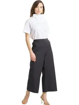 Natori Techno Poplin Cropped Pants With Embroidery - Black