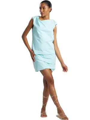Natori Techno Poplin Asymmetrical Dress - Light Blue