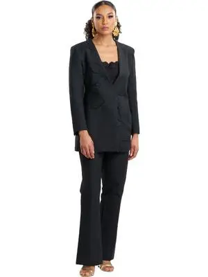 Natori Embroidered Canvas Blazer - Black