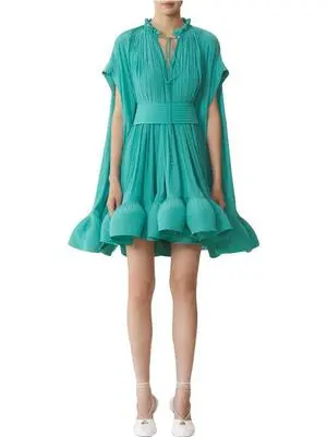LANVIN Short Sleeve Charmeuse Mini Dress - Jade