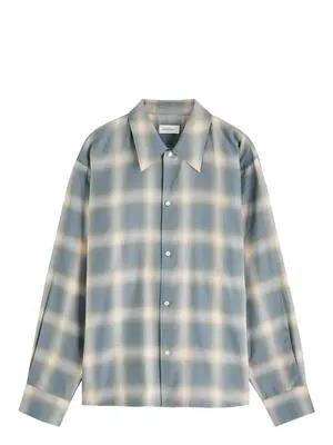 SECOND / LAYER Relaxed Long Sleeve Cotton-blend Shirt - Blue