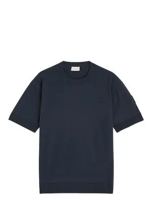 Moncler Knitted Silk-blend T-shirt - Navy
