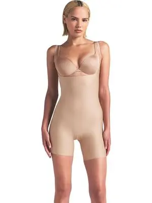 SKIMS Body Core Sculpt Open Bust Mid Thigh Bodysuit - Clay