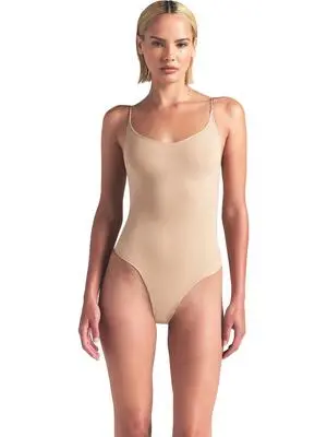 SKIMS Sheer Seamless Thong Bodysuit - Sand