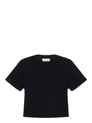 LES TIEN Daria Cropped T-shirt - Navy