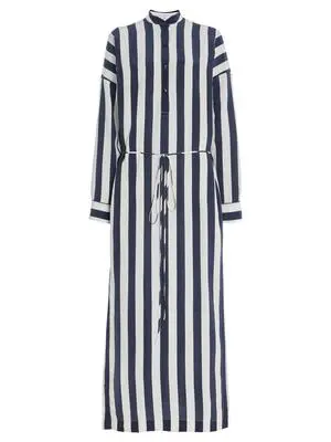 Bondi Born Orta D Silk Crepe De Chine Maxi Shirt Dress - Stripe