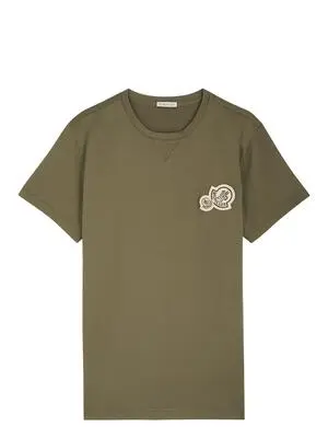 Moncler Logo Cotton T-shirt - Khaki