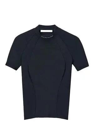 Alexander Wang Short Sleeve Mock Neck Top - Black