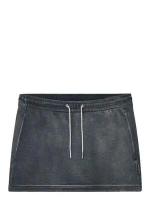 Alexander Wang Terry Mini Rhinestone Drawcord Skirt - Washed Caviar