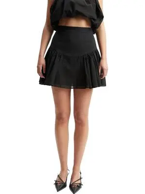 Bardot Lissett Cotton Poplin Miniskirt - Black
