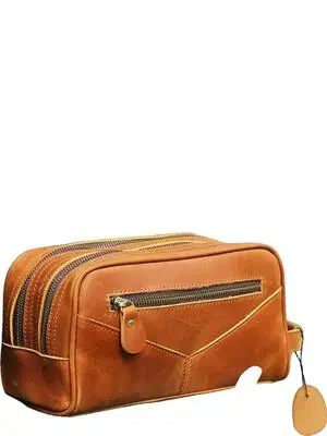 STEEL HORSE LEATHER Nomad Toiletry Bag - Brown