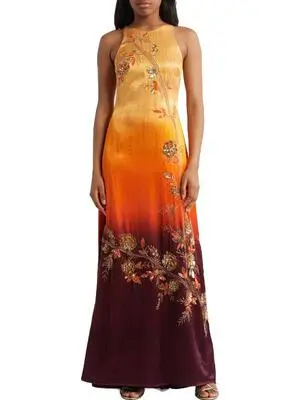 SANI Beaded Satin Gown - Dusky Ember