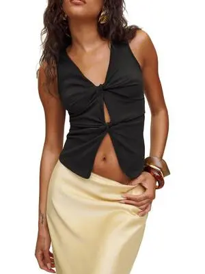 REFORMATION Tefi Twist Cutout Tank - Black