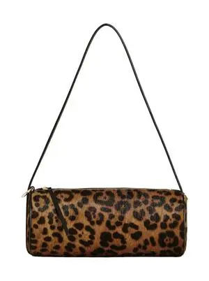 REFORMATION Simona Suede Cylinder Shoulder Bag - Leopard Calfhair