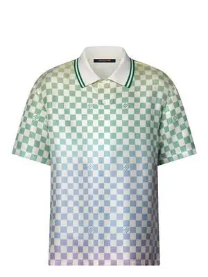 LOUIS VUITTON Damier Gradient Printed Silk Polo Shirt